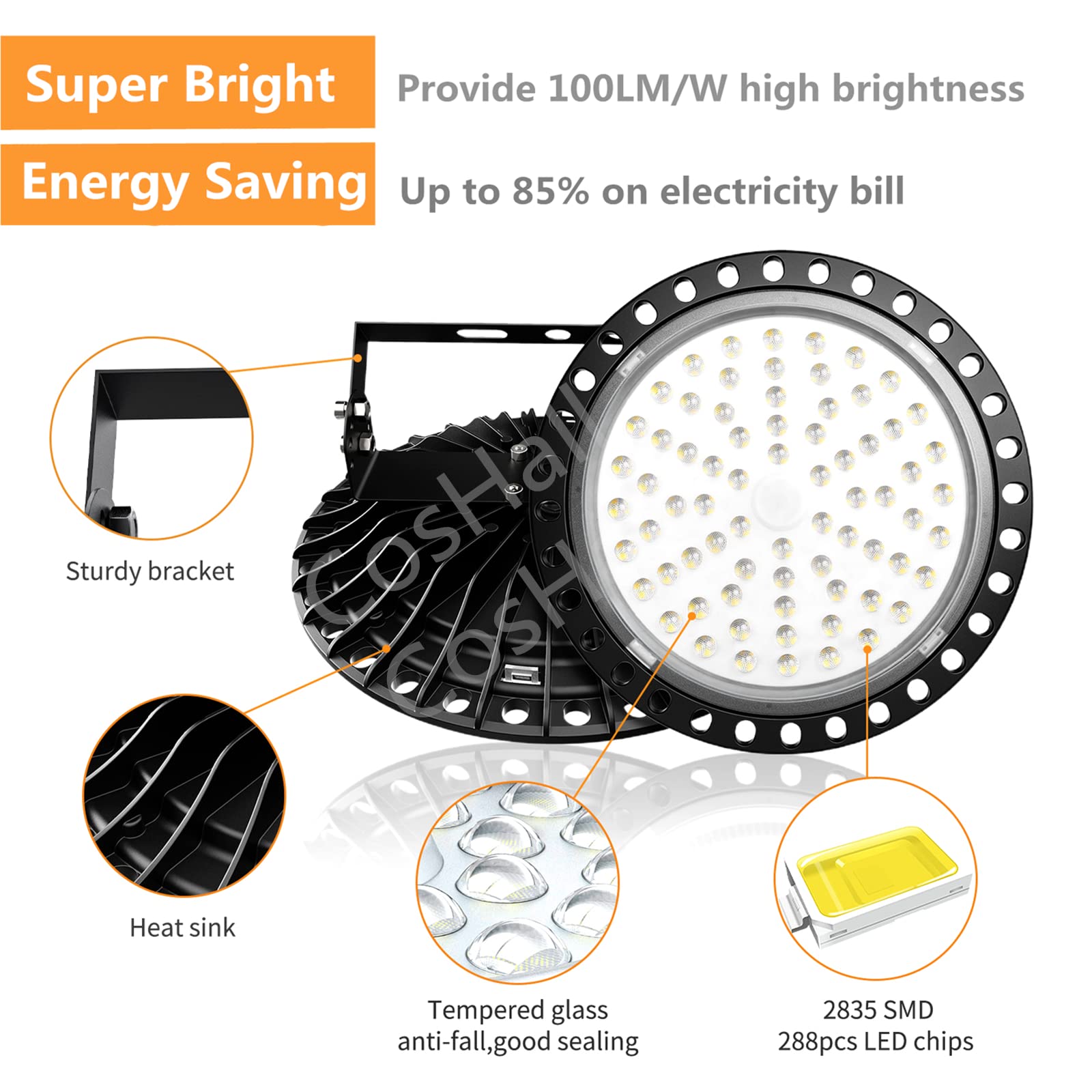 UFO LED High Bay Lights 300W 10 Packs,Super Bright 30000LM High Bay LED Shop Lights,6500K Daylight High Bay LED Lights,Waterproof High Bay Lighting,LED High Bay Light for Factory Warehouse Workshop