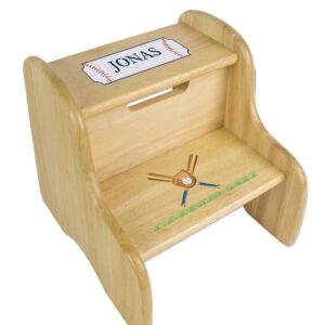 personalized baseball natural two step stool