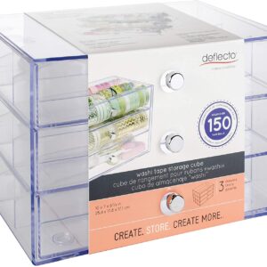 Deflecto 3 Transparent Storage Cube Drawer Organizer, 7" x 10" x 6.8", Clear