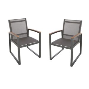 christopher knight home 305235 aubrey outdoor mesh dining chairs with aluminum frame (set of 2), gray