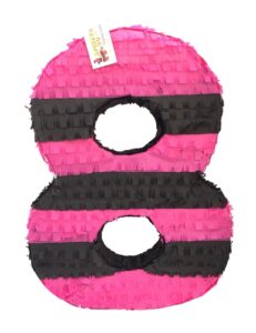 apinata4u number eight piñata pink & black eight birthday party supplies decorations 8th bday