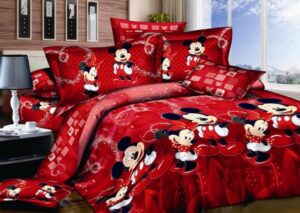 haru homie 100% cotton kids reversible printing mickey mouse couples duvet cover 2pcs bedding set with zipper closure, twin(no comforter)