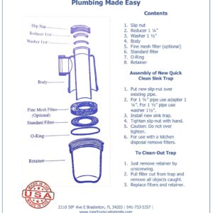 Quick Clean Sink Trap - Industrial - 1 1/2" & 1 1/4" P-Trap Replacement Upgrade | Jewelry Catcher | DIY Unclog Your Drain | No Tools Required | Bathroom/Salon Hair Catcher | Solution for Service Calls