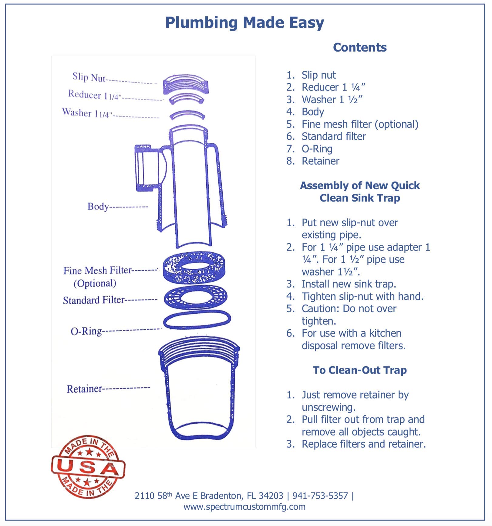 Quick Clean Sink Trap - Industrial - 1 1/2" & 1 1/4" P-Trap Replacement Upgrade | Jewelry Catcher | DIY Unclog Your Drain | No Tools Required | Bathroom/Salon Hair Catcher | Solution for Service Calls