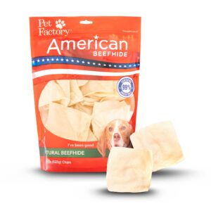 pet factory american beefhide chips dog chew treats - natural flavor, 22 oz