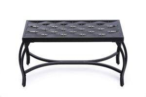 mango steam free standing patio garden weave bench, metal charcoal black