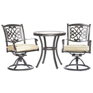 dali 3 piece bistro set, handmade contemporary round table patio glider chairs garden backyard outdoor furniture