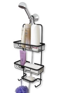 splash home aluminum kohala bathroom hanging head two basket organizers plus dish shower caddy, 24 x 5 x 11 inches, matte black