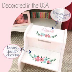 Personalized Ballerina Brunette 2 Step Stool for Kids Girls and Baby