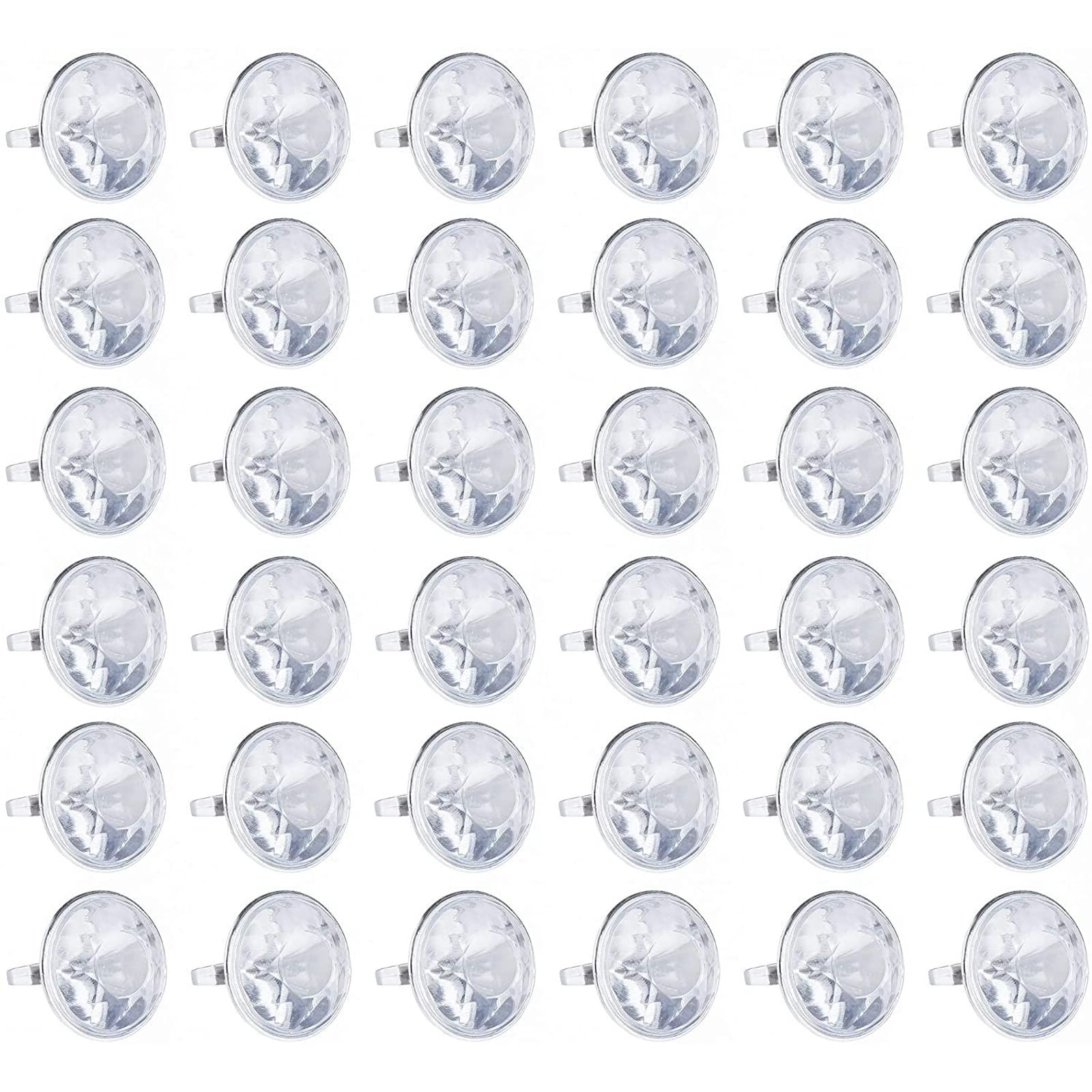 BLUE PANDA 36 Pack Plastic Diamond Rings for Bridal Shower Game, Bulk Set for Bachelorette Party Favors (1 x 1.5 In)