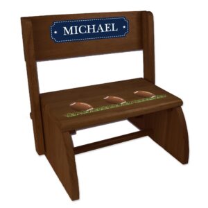 my bambino personalized footballs espresso wooden step stool and seat