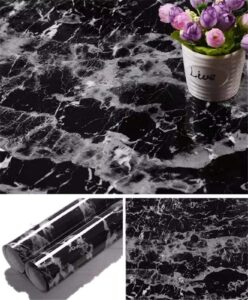 yancorp black marble contact paper black peel and stick wallpaper self adhesive countertop removable vinyl wrap bachsplash shelf liner (11.8" x 78.7")