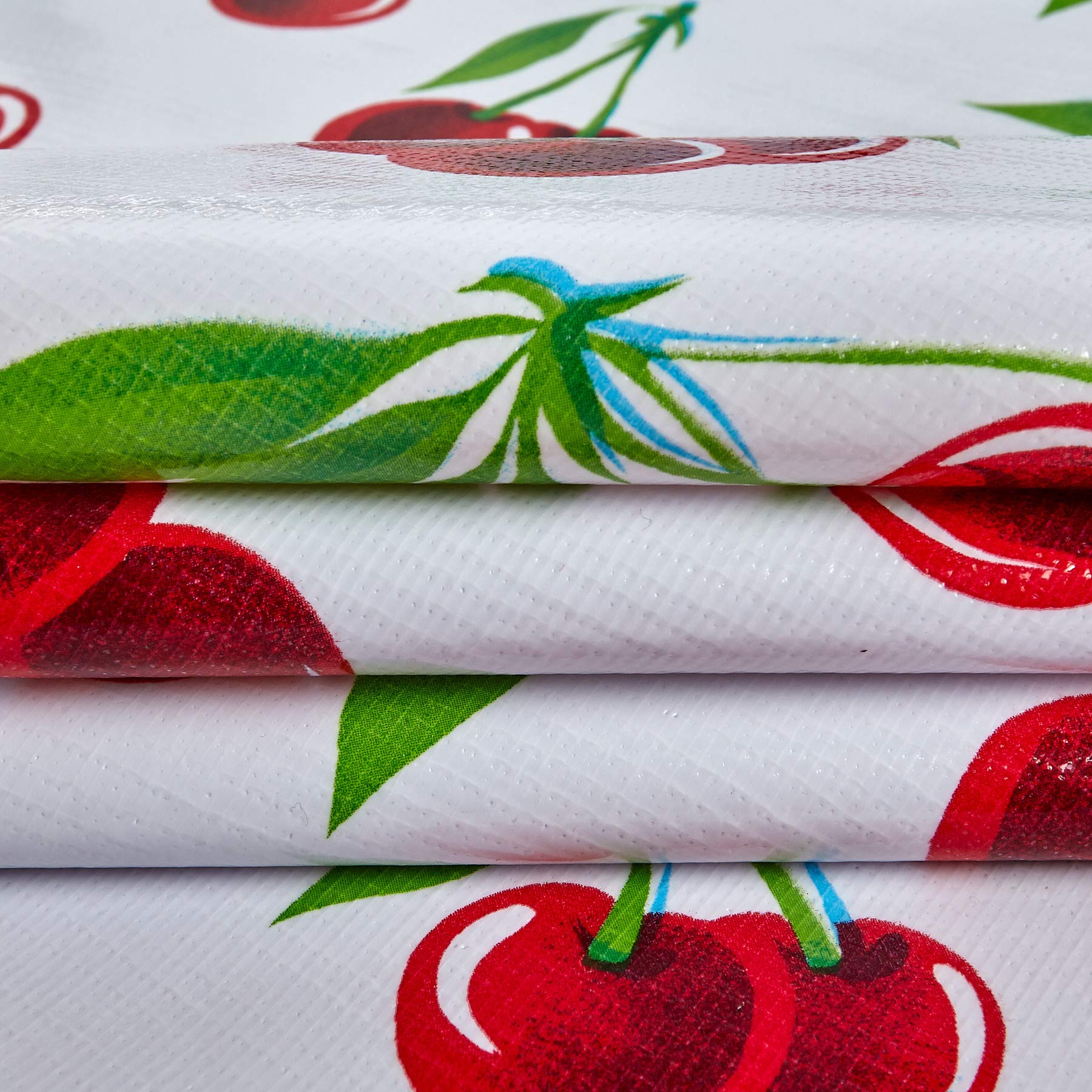 Oilcloth Stella Cherries White, Fabric by the Yard