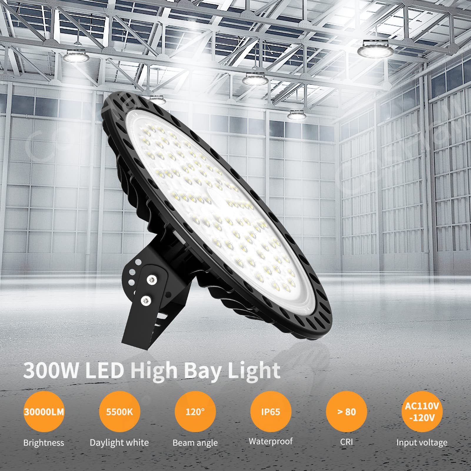 UFO LED High Bay Lights 300W 10 Packs,Super Bright 30000LM High Bay LED Shop Lights,6500K Daylight High Bay LED Lights,Waterproof High Bay Lighting,LED High Bay Light for Factory Warehouse Workshop