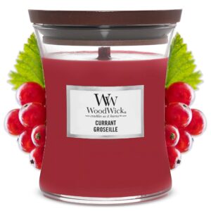 woodwick medium hourglass candle, currant - premium soy blend wax, pluswick innovation wood wick, made in usa