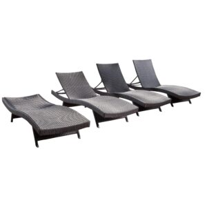 christopher knight home salem outdoor wicker adjustable chaise lounge chairs, 4-pcs set, multibrown