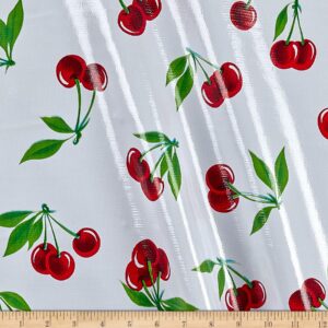 oilcloth stella cherries white, fabric by the yard