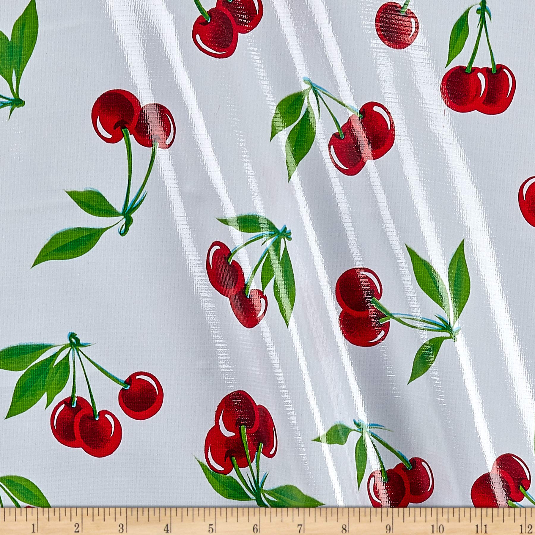 Oilcloth Stella Cherries White, Fabric by the Yard