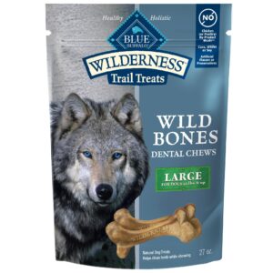 blue buffalo wilderness wild bones grain-free dental chews dog treats, large, 27-oz bag