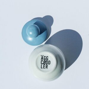 AggCoddler - Porcelain & Silicone Egg Cooker - Easily Cook Eggs with Toppings & Mix-Ins - Microwave & Dishwasher Safe - Steam, Poach, Boil Eggs - Displays Well in Kitchen (Blue - Sten)