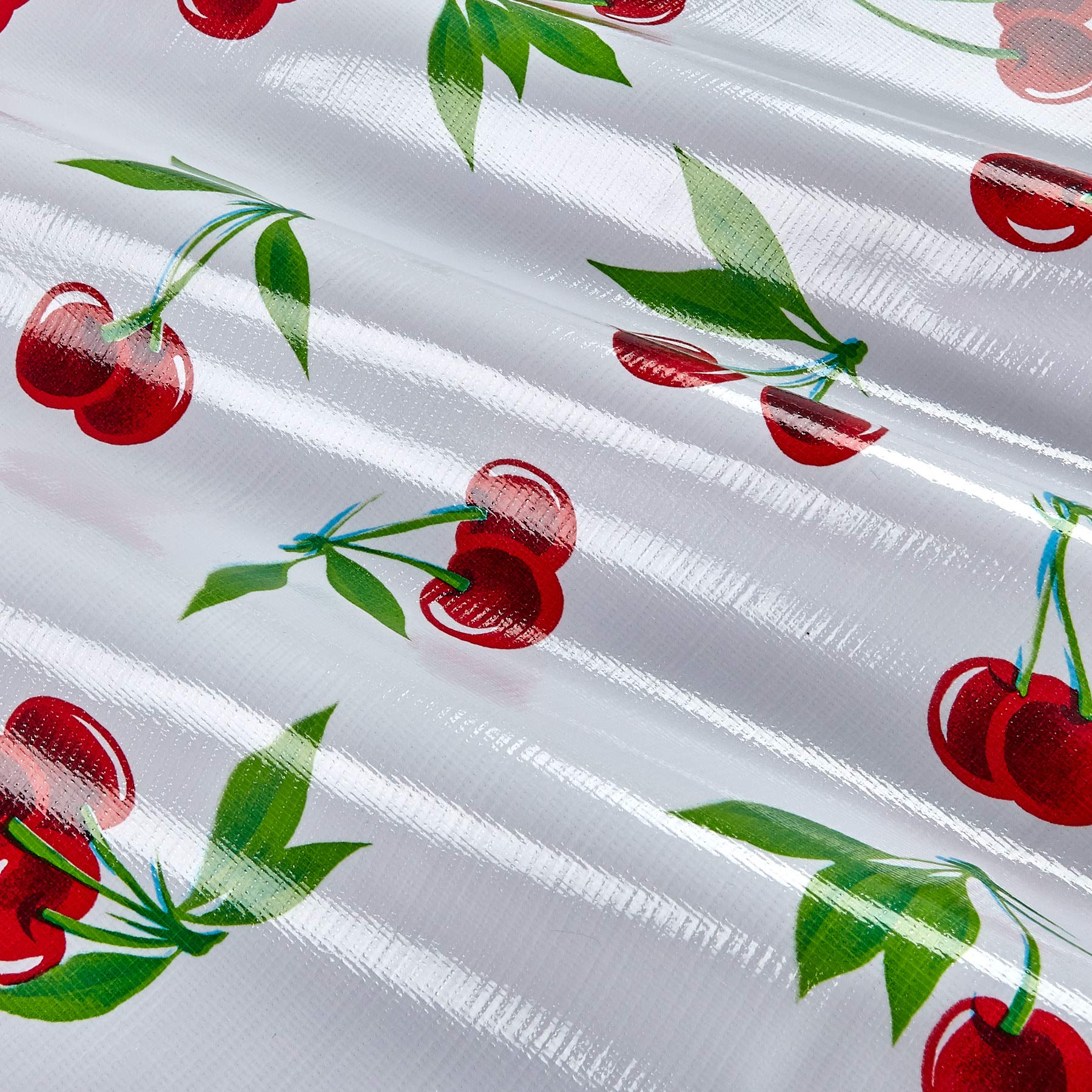 Oilcloth Stella Cherries White, Fabric by the Yard