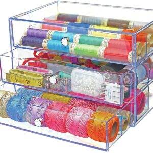 Deflecto 3 Transparent Storage Cube Drawer Organizer, 7" x 10" x 6.8", Clear