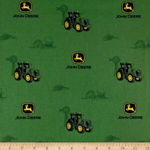 springs creative products green everyday cotton john deere print fabric by the yard