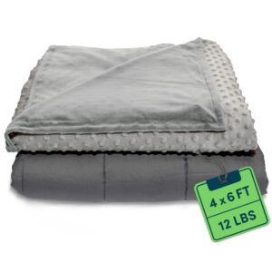 quility weighted blanket for kids & toddlers - 12 lb twin size kids weighted blanket for cooling & heating - 100% cotton blanket w/glass beads, machine washable - 48"x72", grey