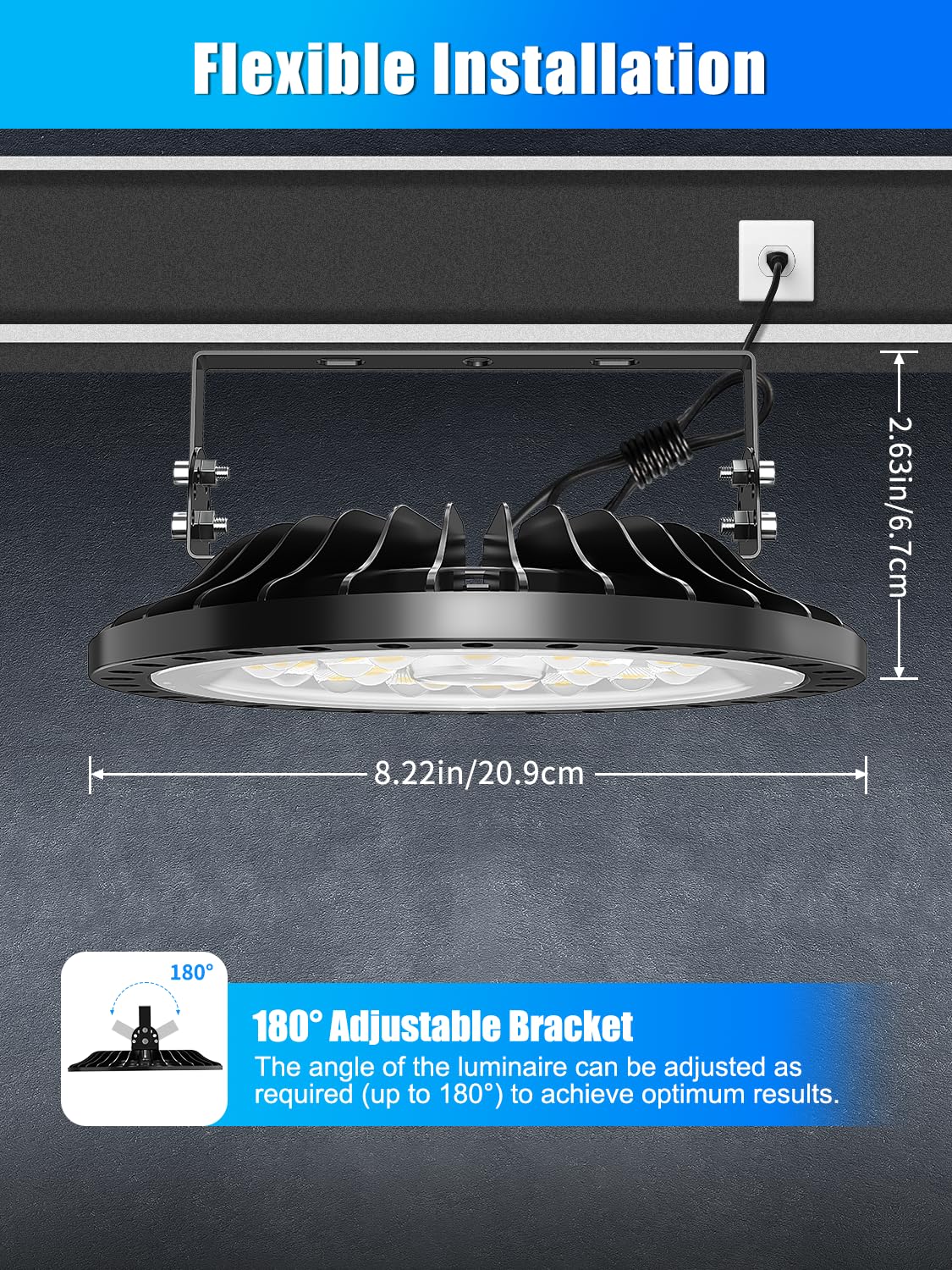 UFO LED High Bay Lights 100W 10 Packs,Super Bright 10000LM High Bay LED Shop Lights,6500K Daylight High Bay LED Lights,Waterproof High Bay Lighting,LED High Bay Light for Factory Warehouse Workshop