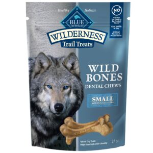 blue buffalo wilderness wild bones grain-free dental chews dog treats, small, 27-oz bag