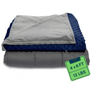 quility weighted blanket for kids & toddlers - 12 lb twin size kids weighted blanket for cooling & heating - 100% cotton blanket w/glass beads, machine washable - 48"x72", navy