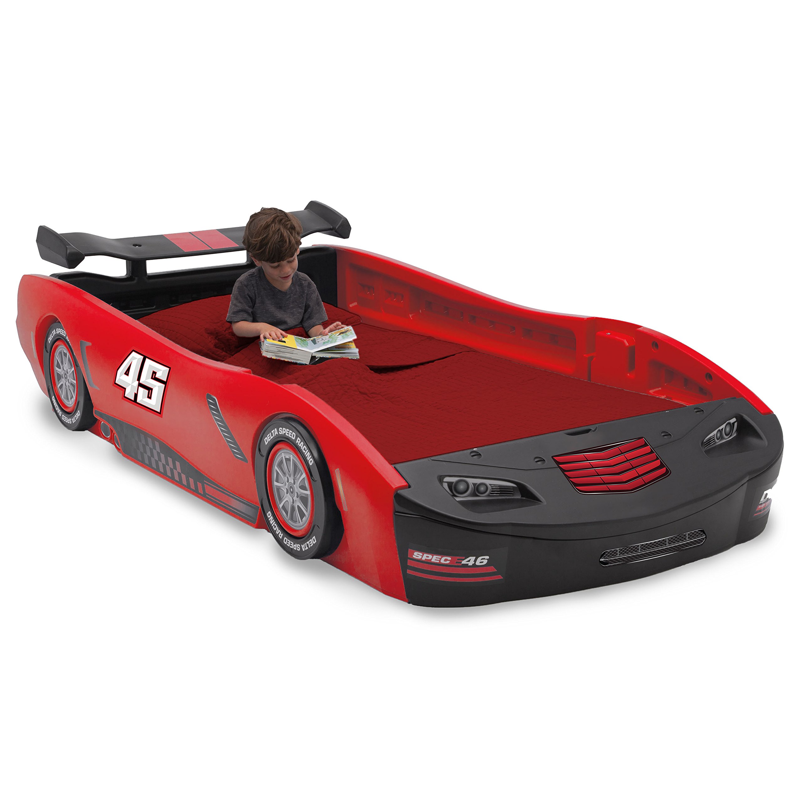 Delta Children Sport Race Car Twin Bed, Red