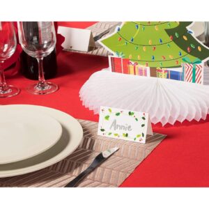 Juvale Christmas Place Cards for Dinner Parties, Holiday Place Settings (2 x 3.5 in, 100 Pack)