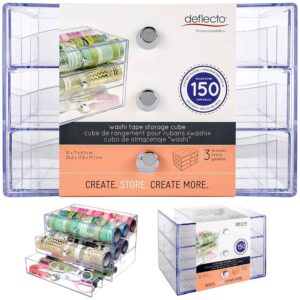 deflecto 3 transparent storage cube drawer organizer, 7" x 10" x 6.8", clear