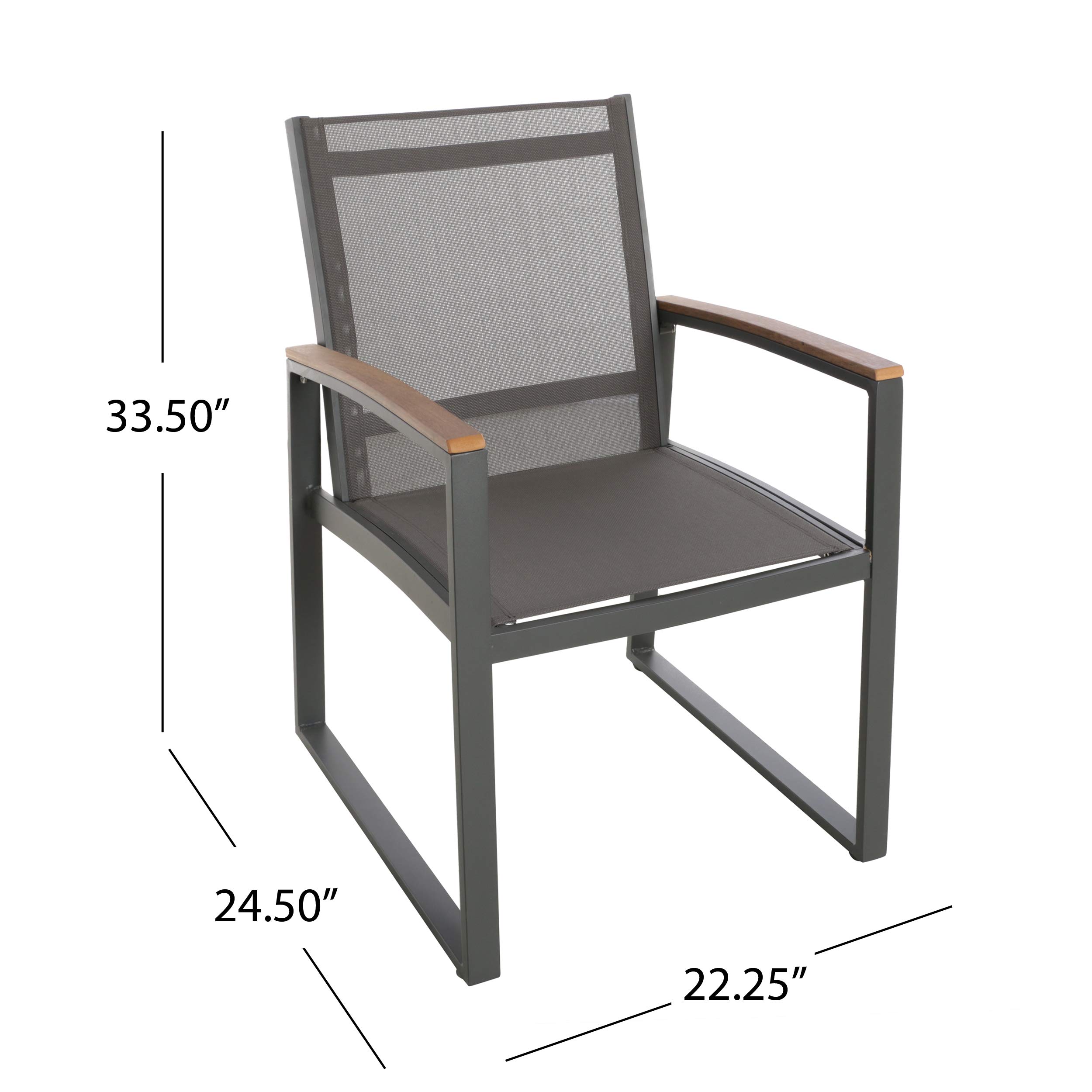 Christopher Knight Home 305235 Aubrey Outdoor Mesh Dining Chairs with Aluminum Frame (Set of 2), Gray