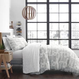 city scene - twin duvet cover set, smooth bedding with matching shams, modern home decor (aria pastel grey, twin)