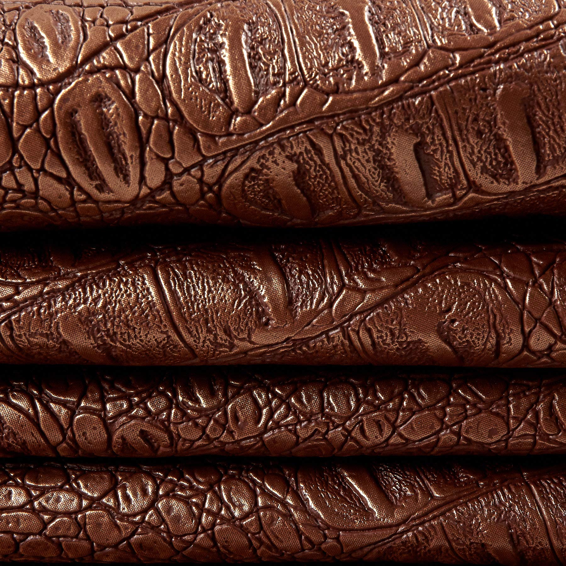 Faux Leather Gator Metallic Copper, Fabric by the Yard