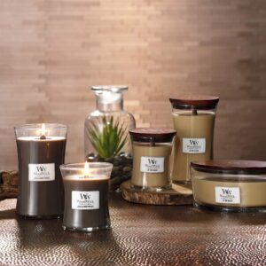 WoodWick Scented Candle with Crackling Wick | Sand & Driftwood Ellipse Candle | Long Burning Candles: Up to 50 Hours Burn Time | Perfect Gifts for Women