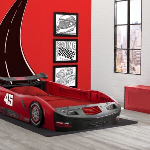 Delta Children Sport Race Car Twin Bed, Red