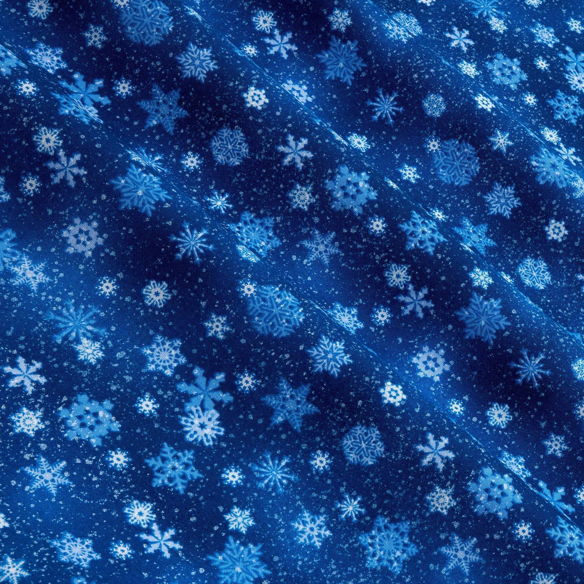 Elizabeth Studio Landscape Medley Snowflakes Royal, Fabric by the Yard