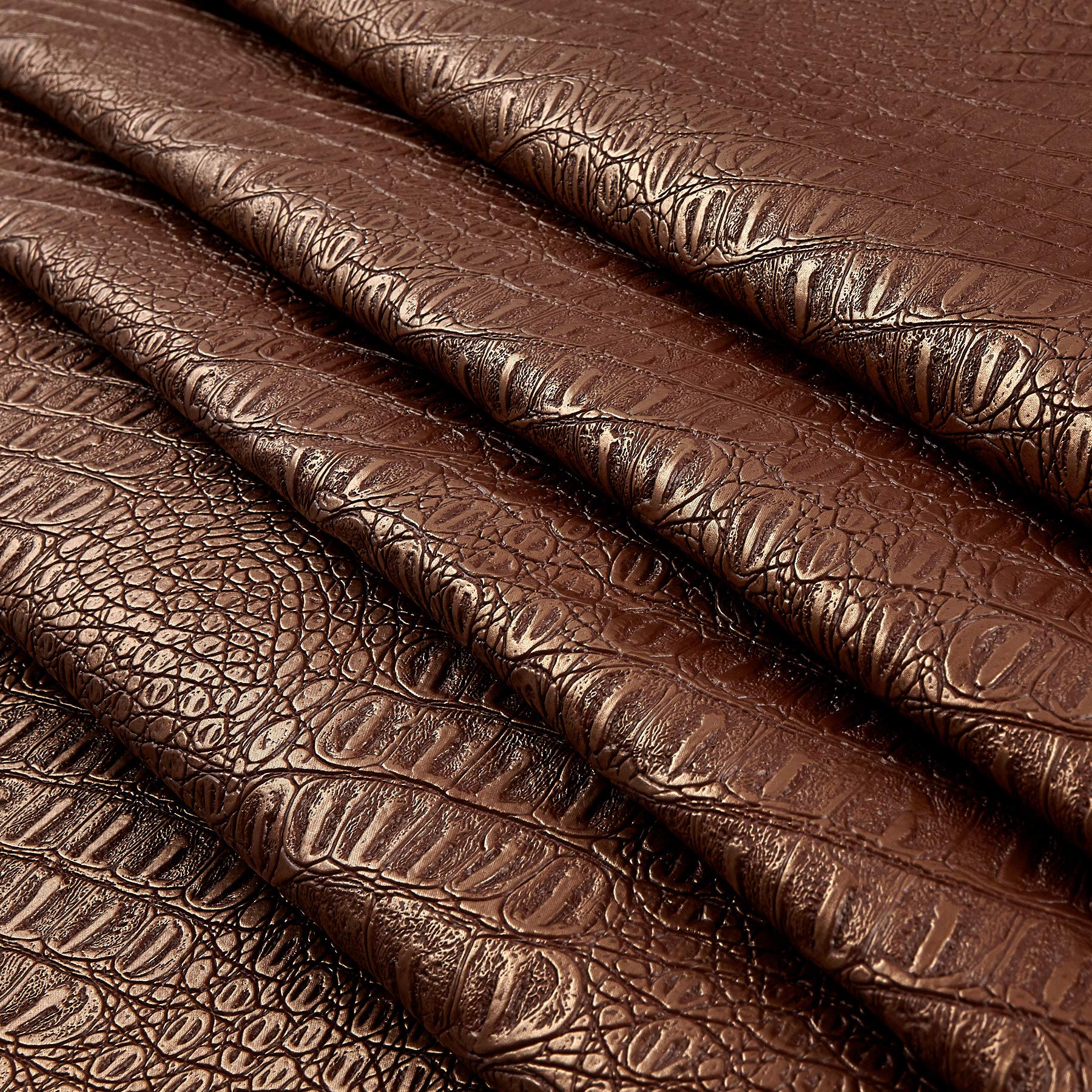 Faux Leather Gator Metallic Copper, Fabric by the Yard