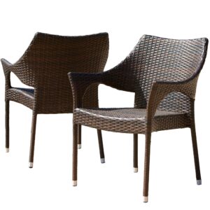 christopher knight home cliff outdoor wicker chairs, 2-pcs set, multibrown