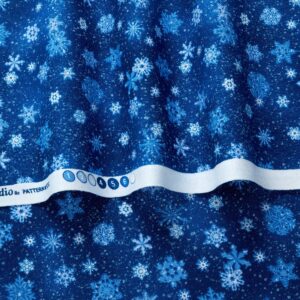 Elizabeth Studio Landscape Medley Snowflakes Royal, Fabric by the Yard