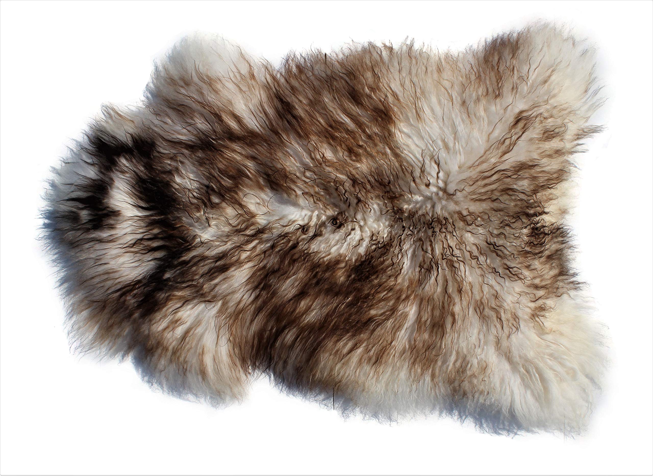 Home Collezione by Salvani Genuine Icelandic Sheepskin Rug Throw (Shade of Brown - Curly Pile) 24"x36"