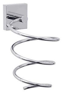 tesa ekkro hair dryer holder - no drill wall mounted chromed metal blow dryer holder - stainless - waterproof - includes removable glue solution