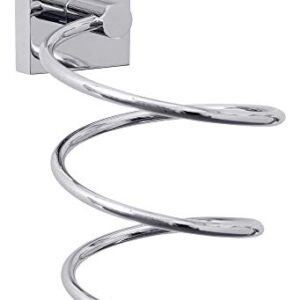 tesa EKKRO Hair Dryer Holder - No Drill Wall Mounted Chromed Metal Blow Dryer Holder - Stainless - Waterproof - Includes Removable Glue Solution