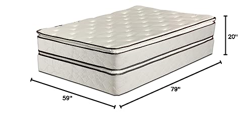 Greaton 12-inch Medium Plush Pillowtop Innerspring Double Sided Mattress and 8" Wood Box Spring/Foundation Set, Queen, No