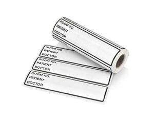 carstens patient i.d. adhesive medical chart labels for 1.5” – 4” ring binder spines – pre-printed sticker labels (room no. / patient/doctor), 5 3/8” x 1 3/8”, white, roll of 200