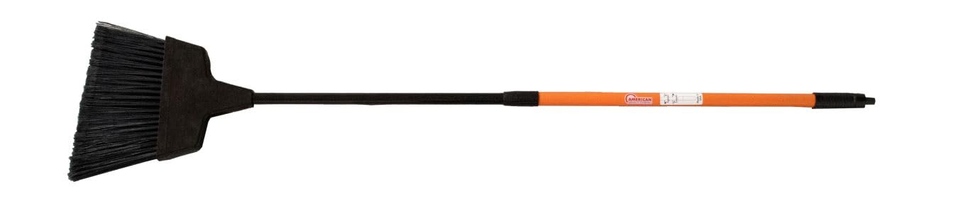 Large 12-inch Angle Broom with Extendable Orange/Black Handle (2 Pack)