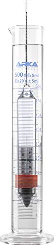 ARKA Hydrometer Set - Includes Thermometer & Measuring Cylinder Made of Borosilicate Glass 3.3 - High Precision Density Measurement for Saltwater Aquariums, Laboratory Quality, User-Friendly